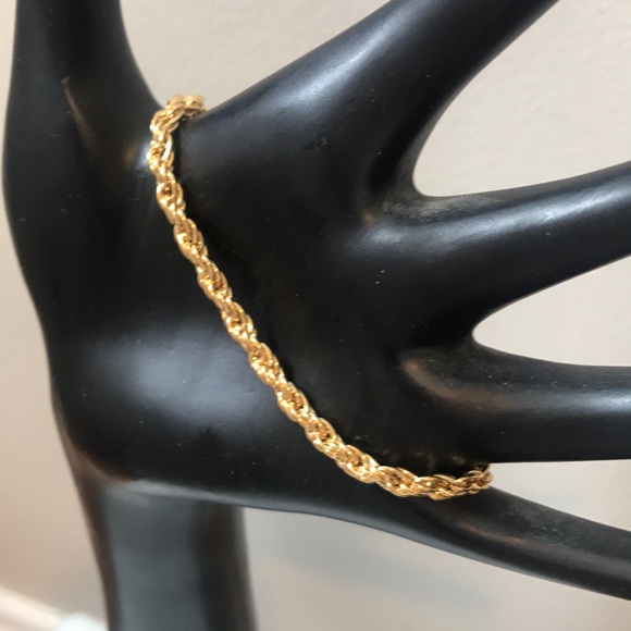 Vintage | Jewelry | Vintage Twisted Gold Tone Rope Chain Bracelet ...